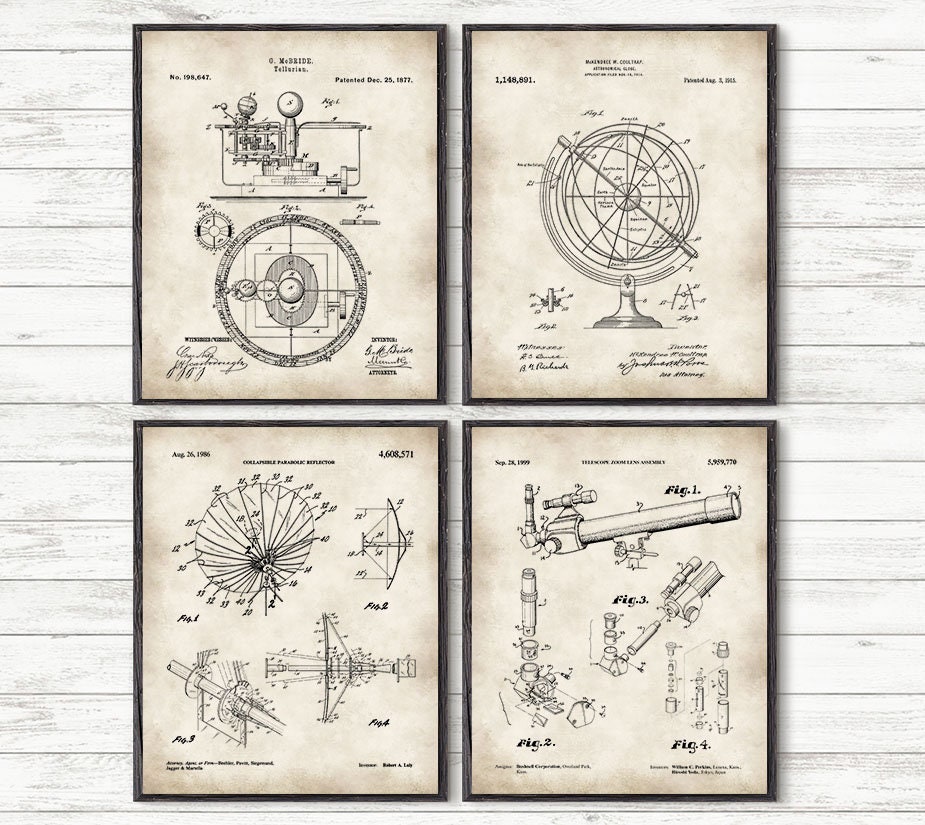 Astronomy art Astronomy Gifts Vintage Telescope Space Wall | Etsy