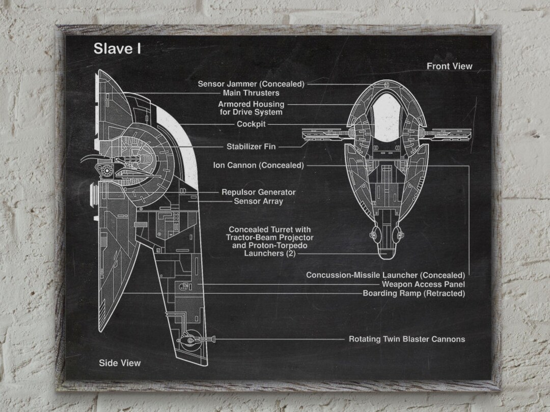 Star Wars Art Print Slave I, Star Wars Grid Paper,at at Vintage Art ...