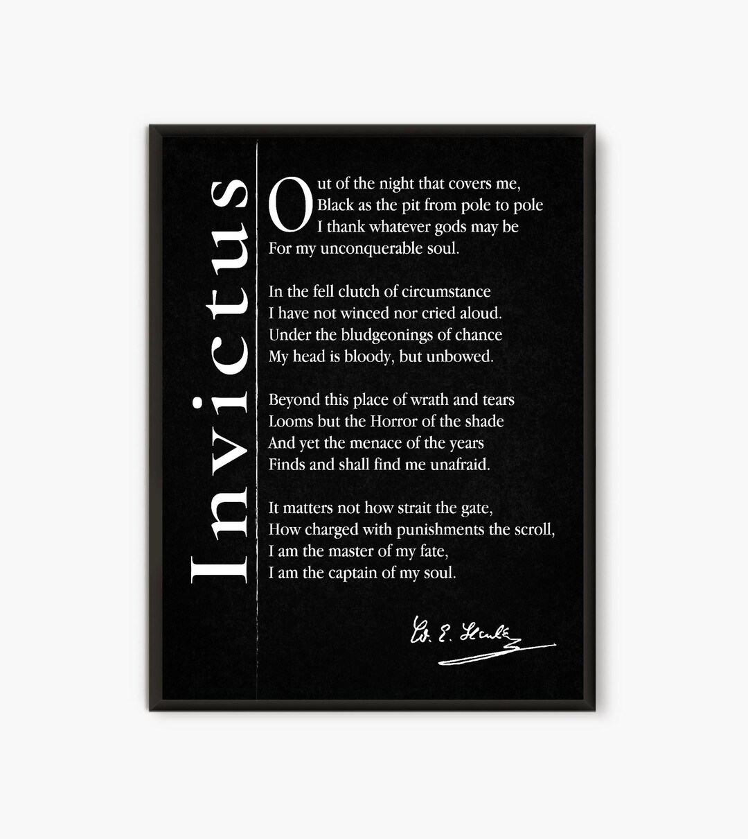 Custom Quote Print, Invictus Poem Print Wall Art Literary Typography ...