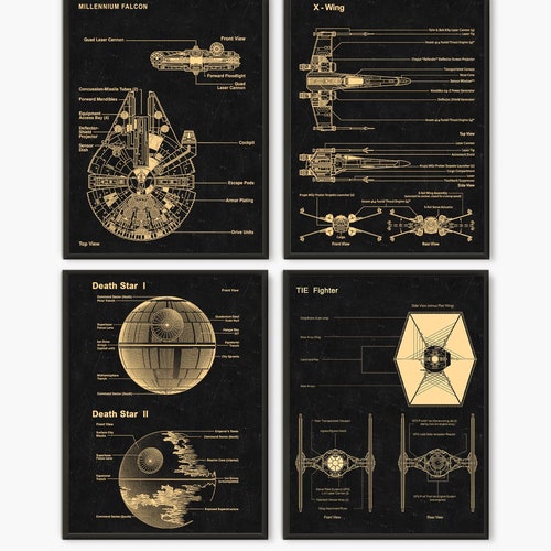 Star Wars Landscape Minimalist Line Art Set of 4 Prints - Etsy