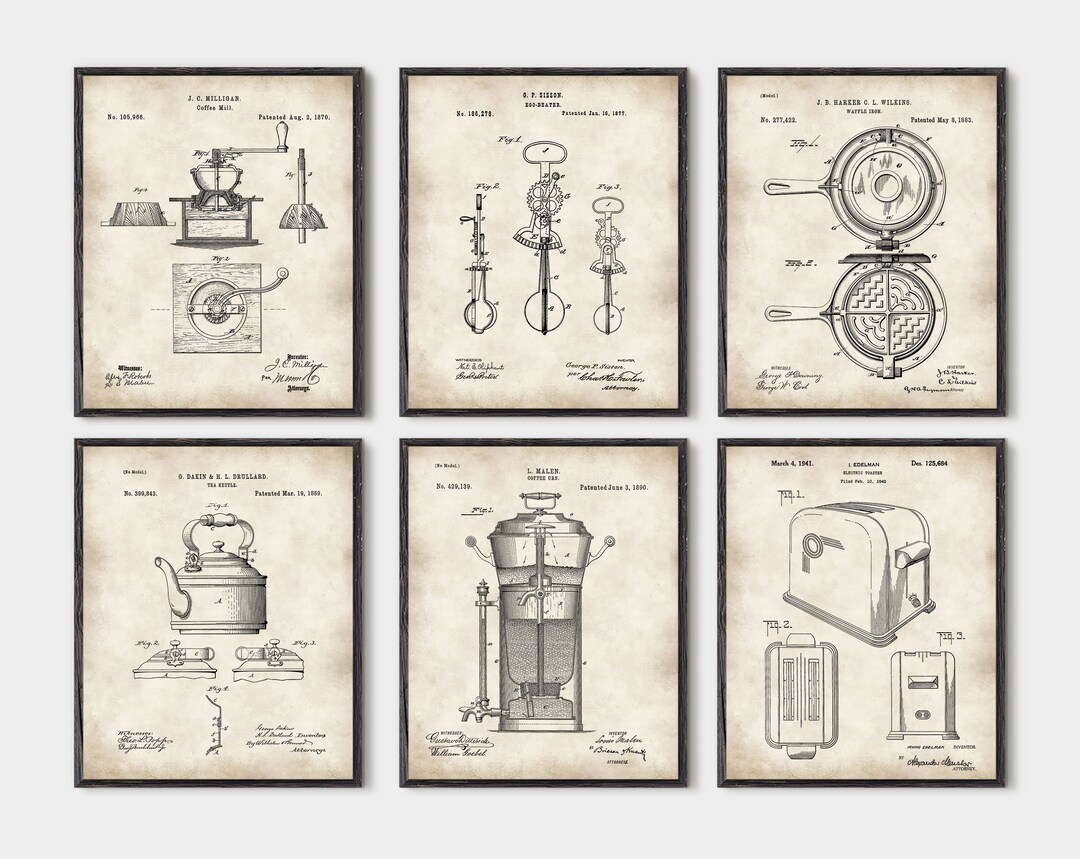 Kitchen Patent Art Prints: Vintage Invention Wall Decor, Set of 6 - Etsy