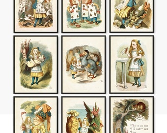 Alice in Wonderland Poster Set of 4 Prints Alice Quotes Wall - Etsy