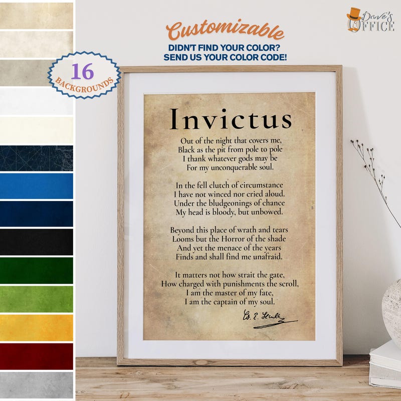 Invictus Poem - Etsy