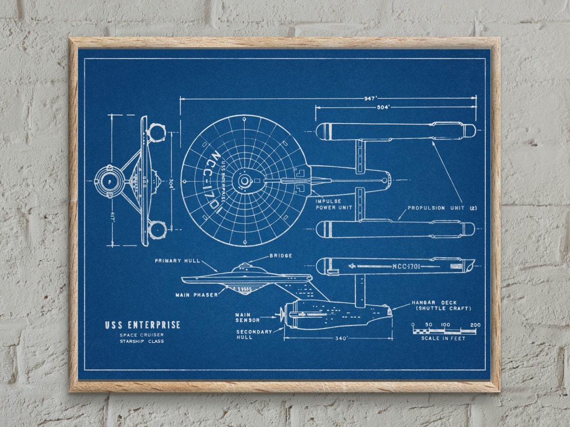 Star Trek USS Enterprise Blueprint Patent Print Star Trek - Etsy Australia