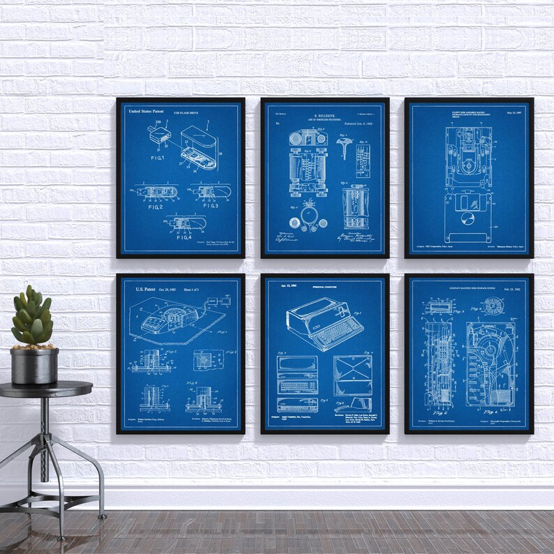 Set of 6 Vintage Computer Patent Art Print: Technology Poster - Etsy