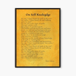 On the Self-knowledge Kahlil Gibran Inspirational Wall Art for Home ...
