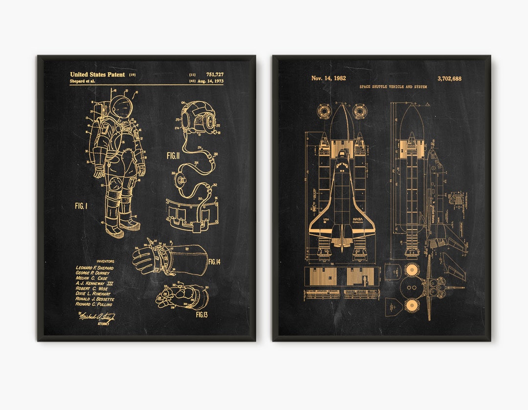 NASA Space Shuttle Poster Set of 2 Prints Space Nursery Boys Room Decor ...