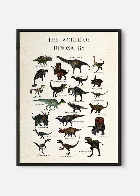 The World of Dinosaurs Art Print Dinosaur Print Kids Room | Etsy
