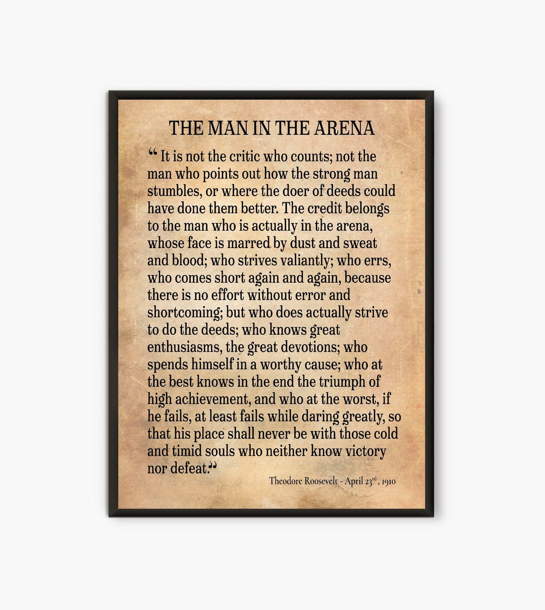 The Man in the Arena,theodore Roosevelt Quote - Etsy UK
