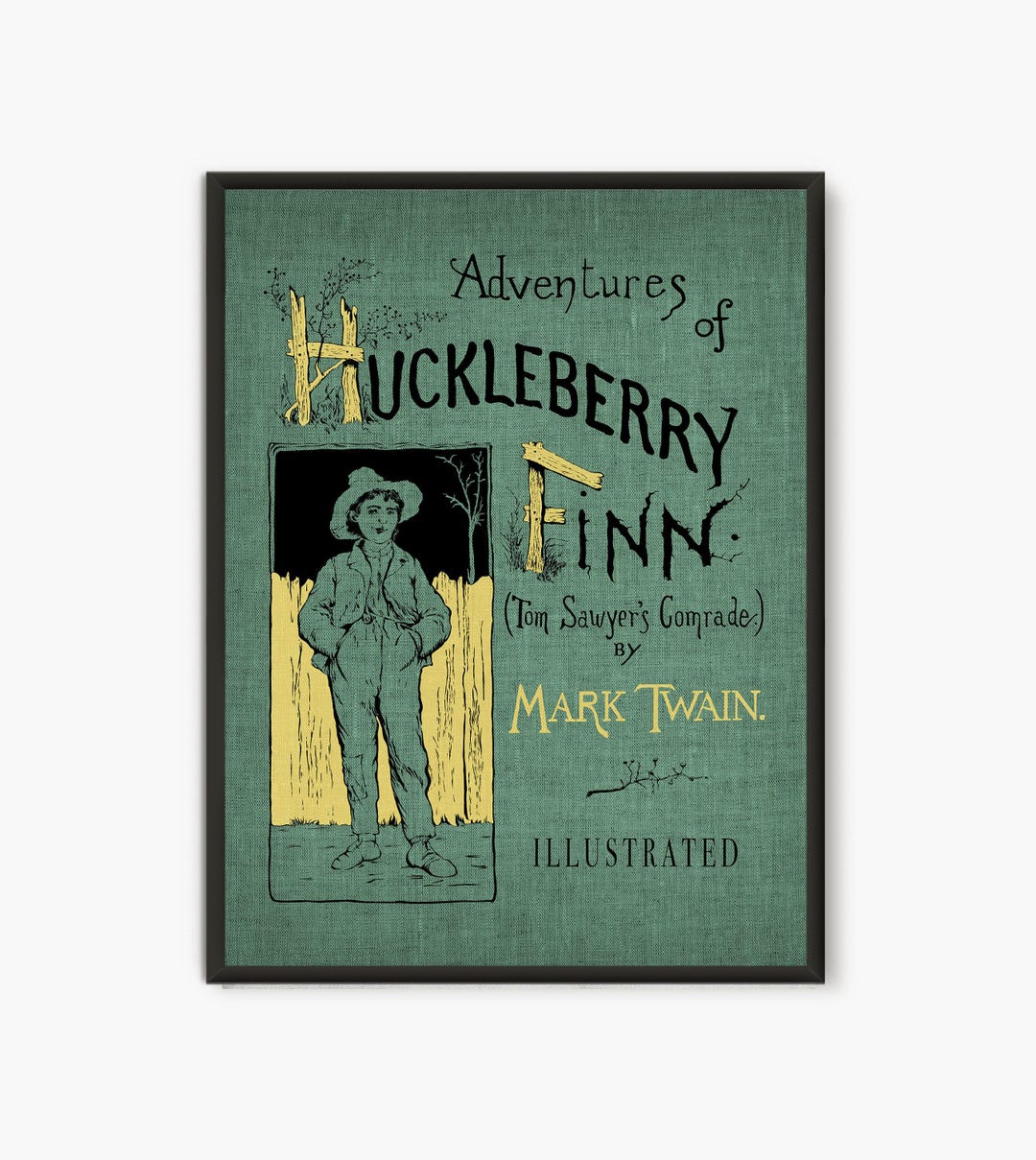 Huckleberry Finn Poster, Mark Twain Vintage Book Cover Print, Classic ...