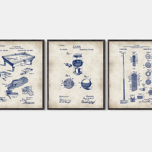 Billiards Pool Room Decor Set of 12 Unframed Patent Wall Art - Etsy