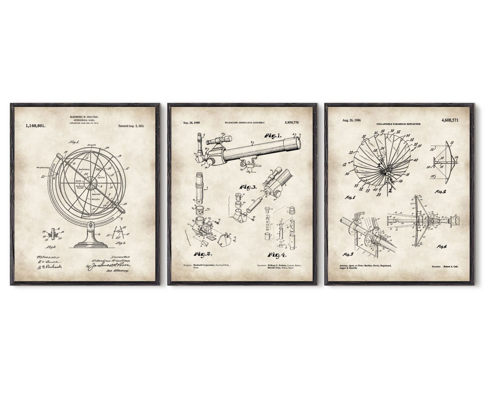 Astronomy Set of 3 Science Poster Space Print Patent | Etsy