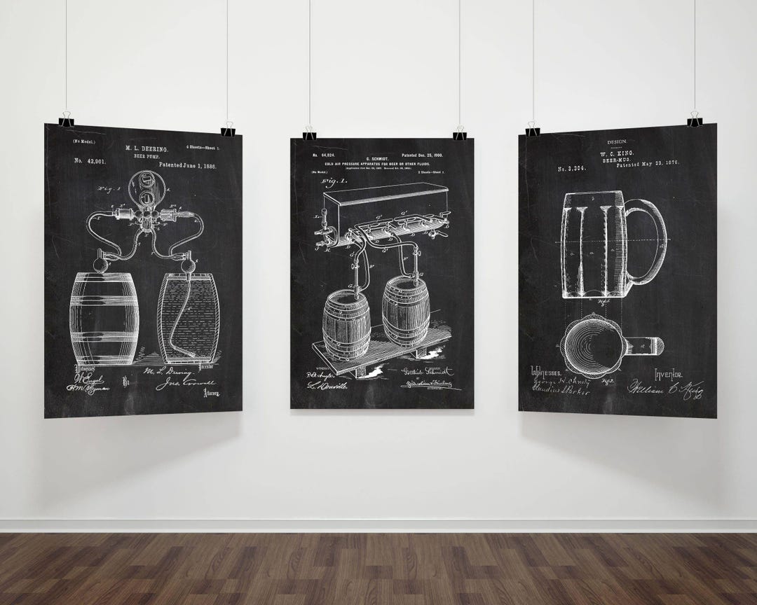 Beer Patent Art Print Set: Brasserie Bar Decor, Ale House Poster - Etsy
