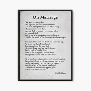 On Marriage Kahlil Gibran Quote, Inspirational Quotes Typography Print ...