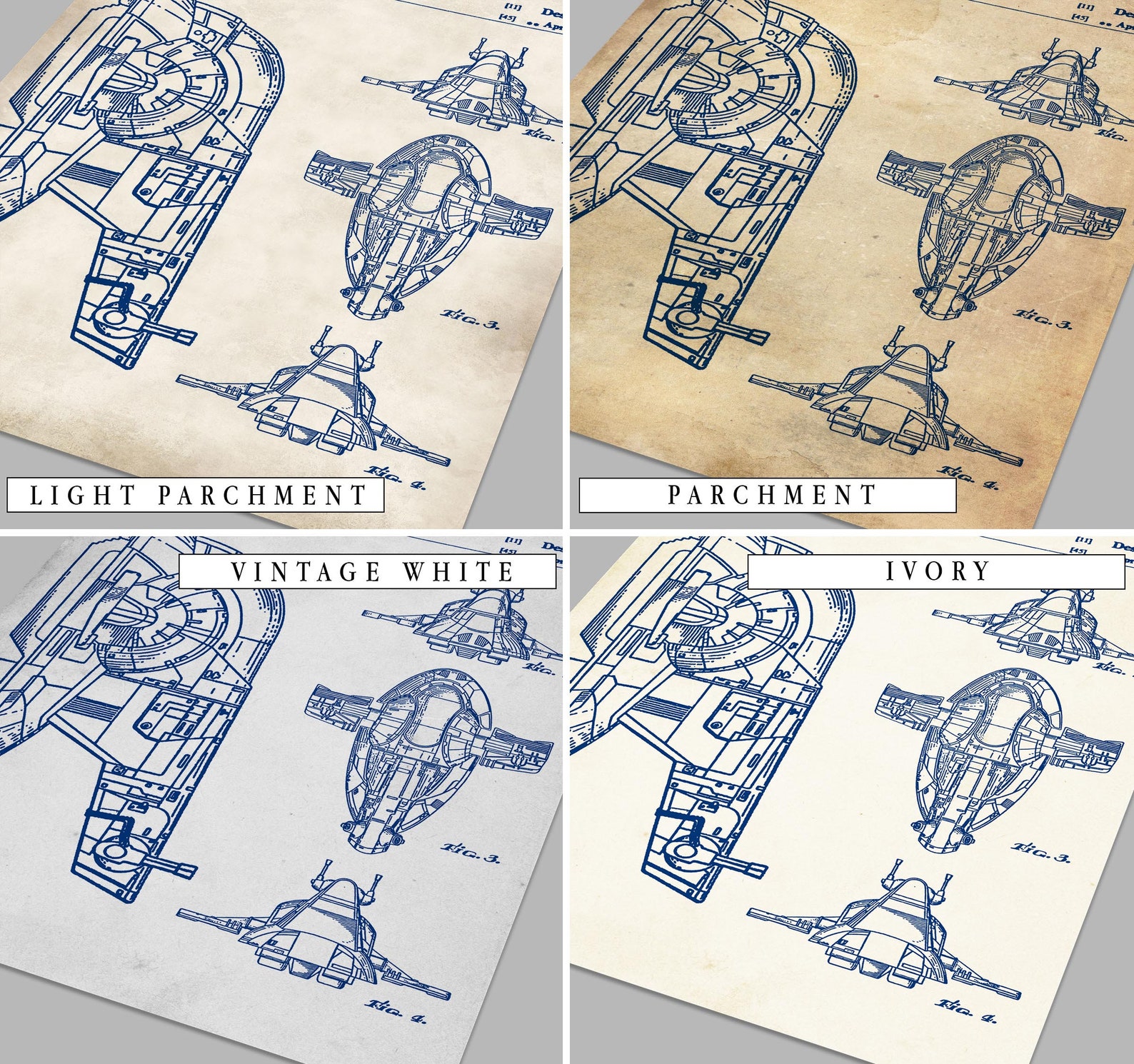 Slave 1 Blueprintpatent Star Wars Patent Posterslave 1 | Etsy