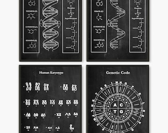 DNA and RNA Genetic Code Print Set of 3 - Genetics Poster - Molecular ...