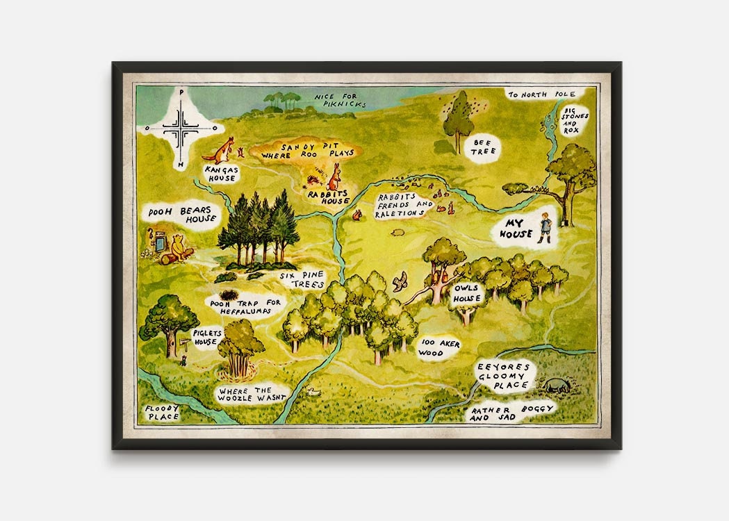 Winnie The Pooh map Winnie pooh Nursery Classic pooh | Etsy