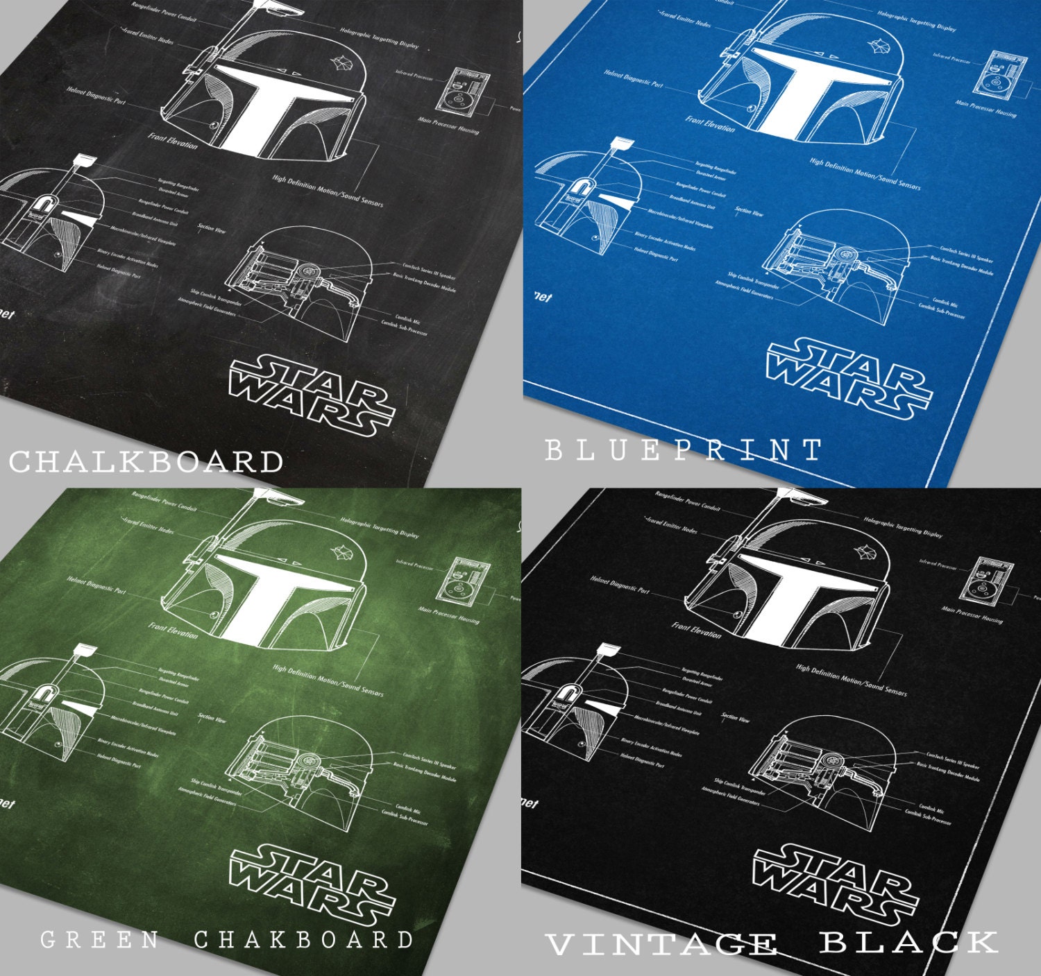 Star Wars Art Print Set of 4 Printsstar Wars Printstar Wars - Etsy