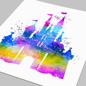 Disney Castle Watercolor, Disney Castle Print, Disney Gift, Disney Art ...