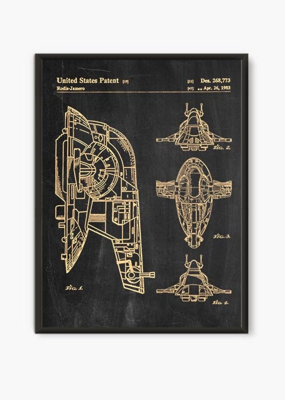 Slave 1 Blueprintpatent Star Wars Patent Posterslave 1 | Etsy
