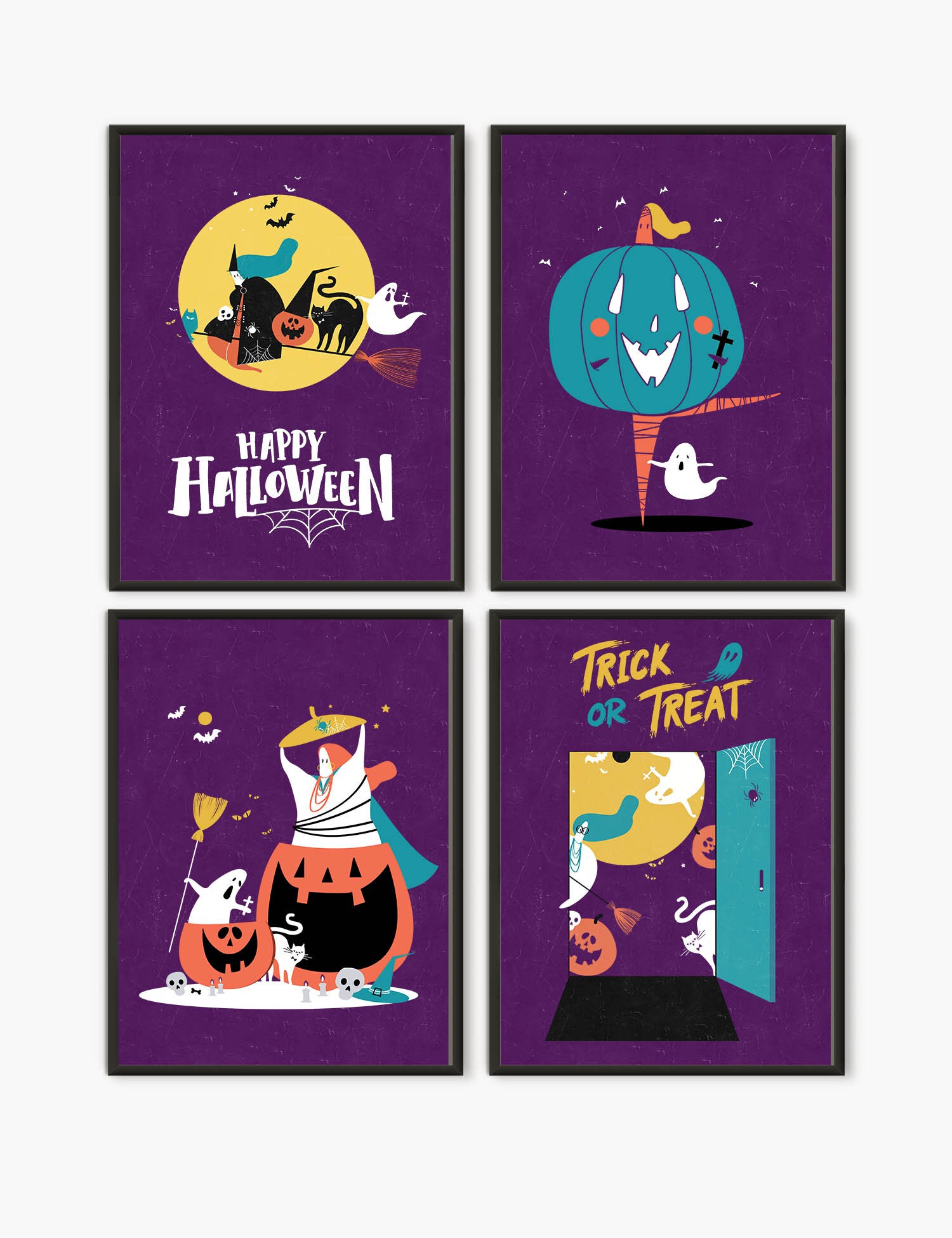 Halloween party poster for kids Halloween pumpkins kids room | Etsy