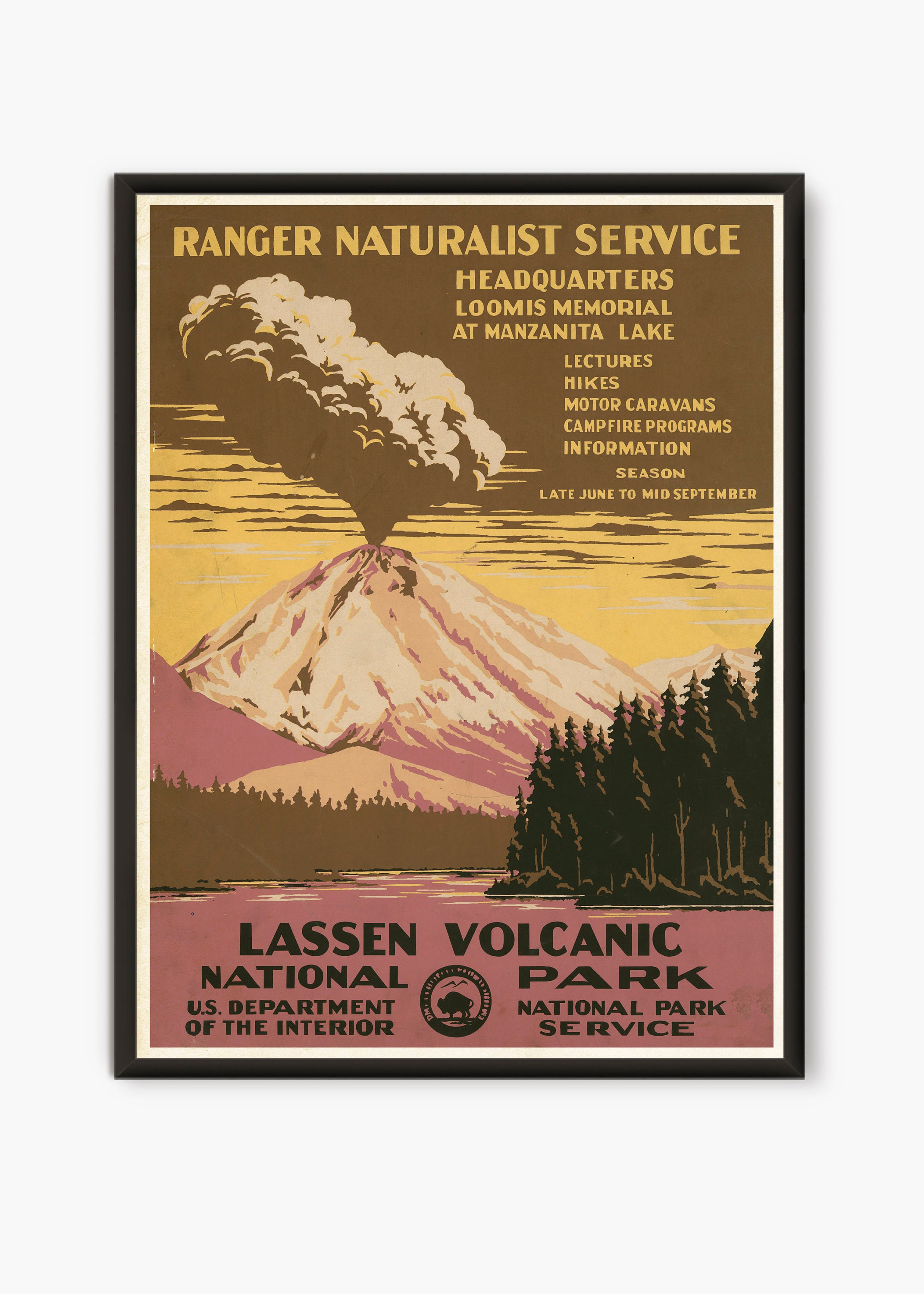 National Park Poster Lassen Volcanic Travel Poster Vintage - Etsy