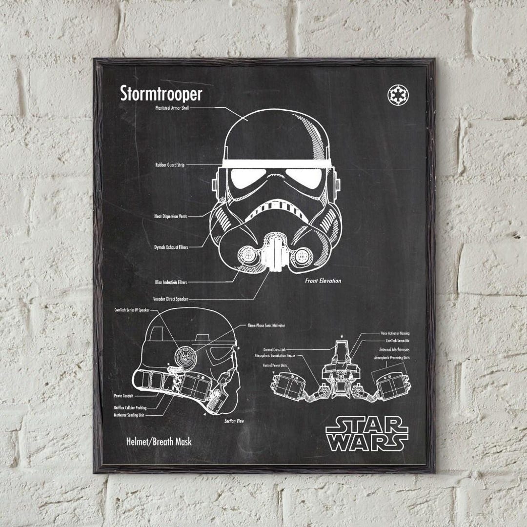Stormtrooper Helmet Blueprint Art: Star Wars Poster - Etsy