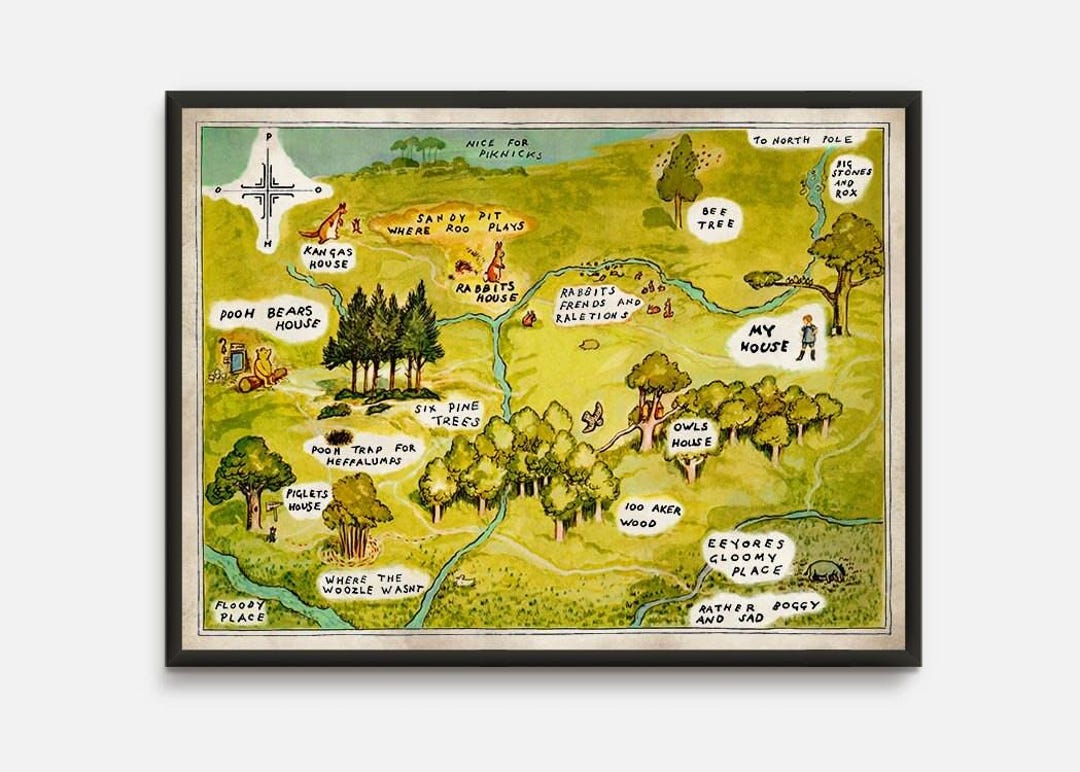 Winnie the Pooh Map, Winnie Pooh Nursery, Classic Pooh, Hundred Acre ...