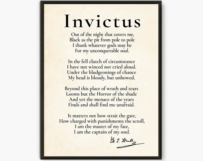Rustic Wood Plaque With Invictus Poem Invictus Poem by William Ernest ...