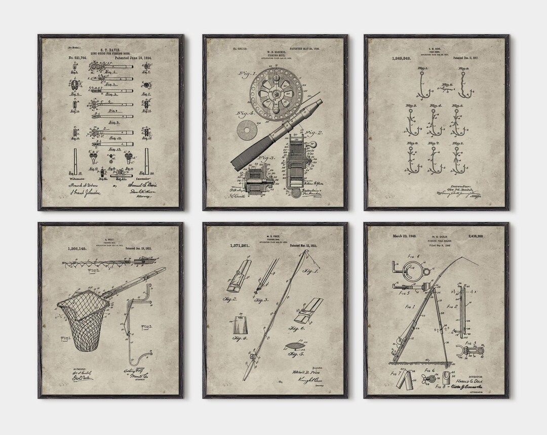 Fishing Patent Prints: Vintage Fishing Equipment (set of 6) - Etsy