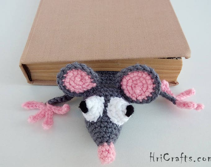 Mouse Bookmark, Crochet Mouse, Book Lover Gift, Funny Bookmark ...