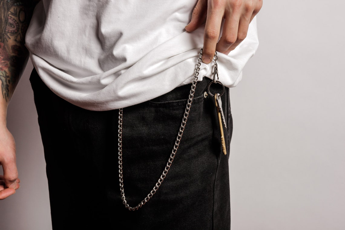 Key Chain Men Wallet Chain for Men Keyring Chain Skater Thin Chain Two ...