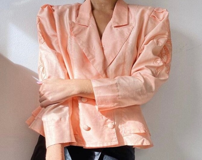 80s Apricot A-MAZ-ING Big Shoulders Peach Jacket - Etsy