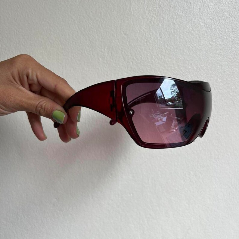 Y2K Dark Cherry Red Goggle Sunglasses - Etsy