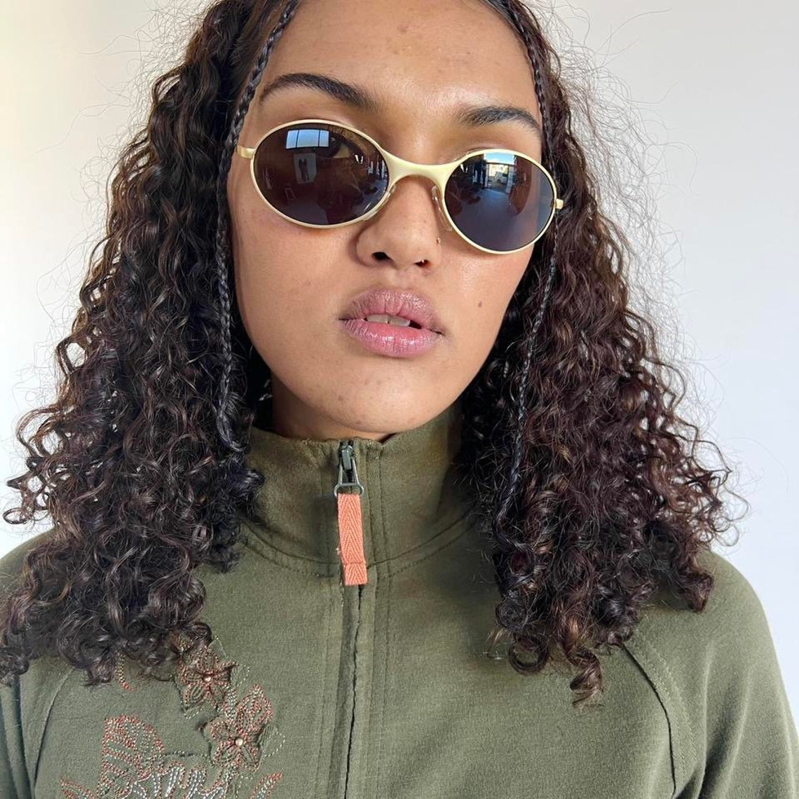 Y2K 90s Deadstock Vintage Round Sunglasses With Matt Gold Metallic ...