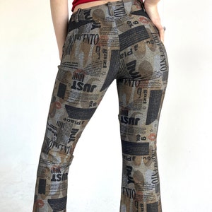 Metallic Newspaper Print Pants - Etsy
