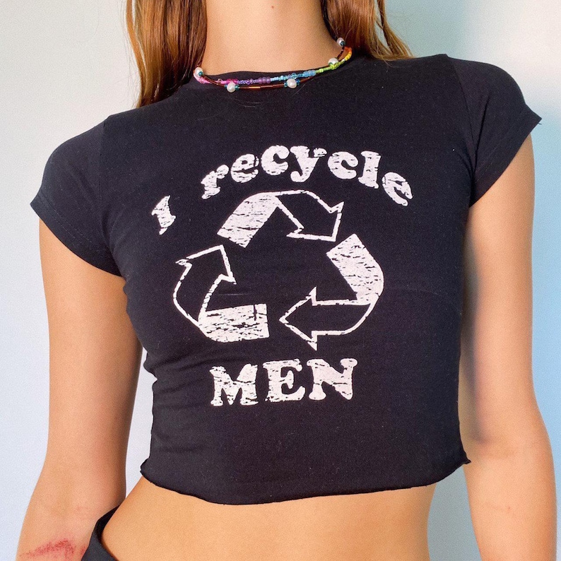 Y2K Black 'I Recycle Men' Funny Vintage Slogan Tee - Etsy