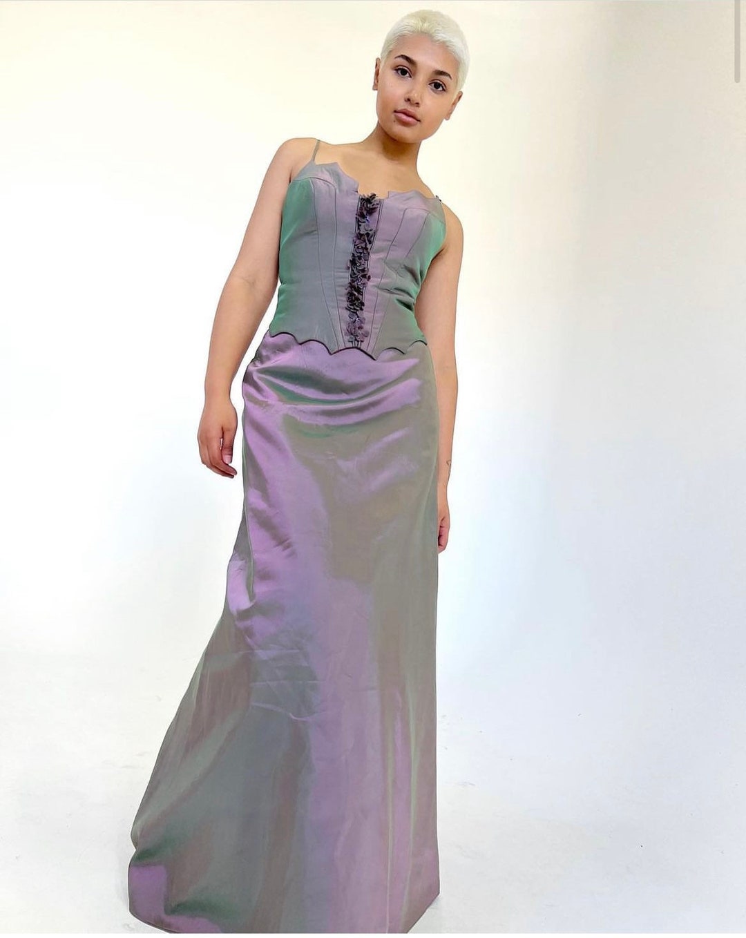 90s / 2000s Vintage Handmade Purple Iridescent Formal Set Corset and ...