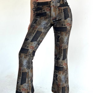 Metallic Newspaper Print Pants - Etsy