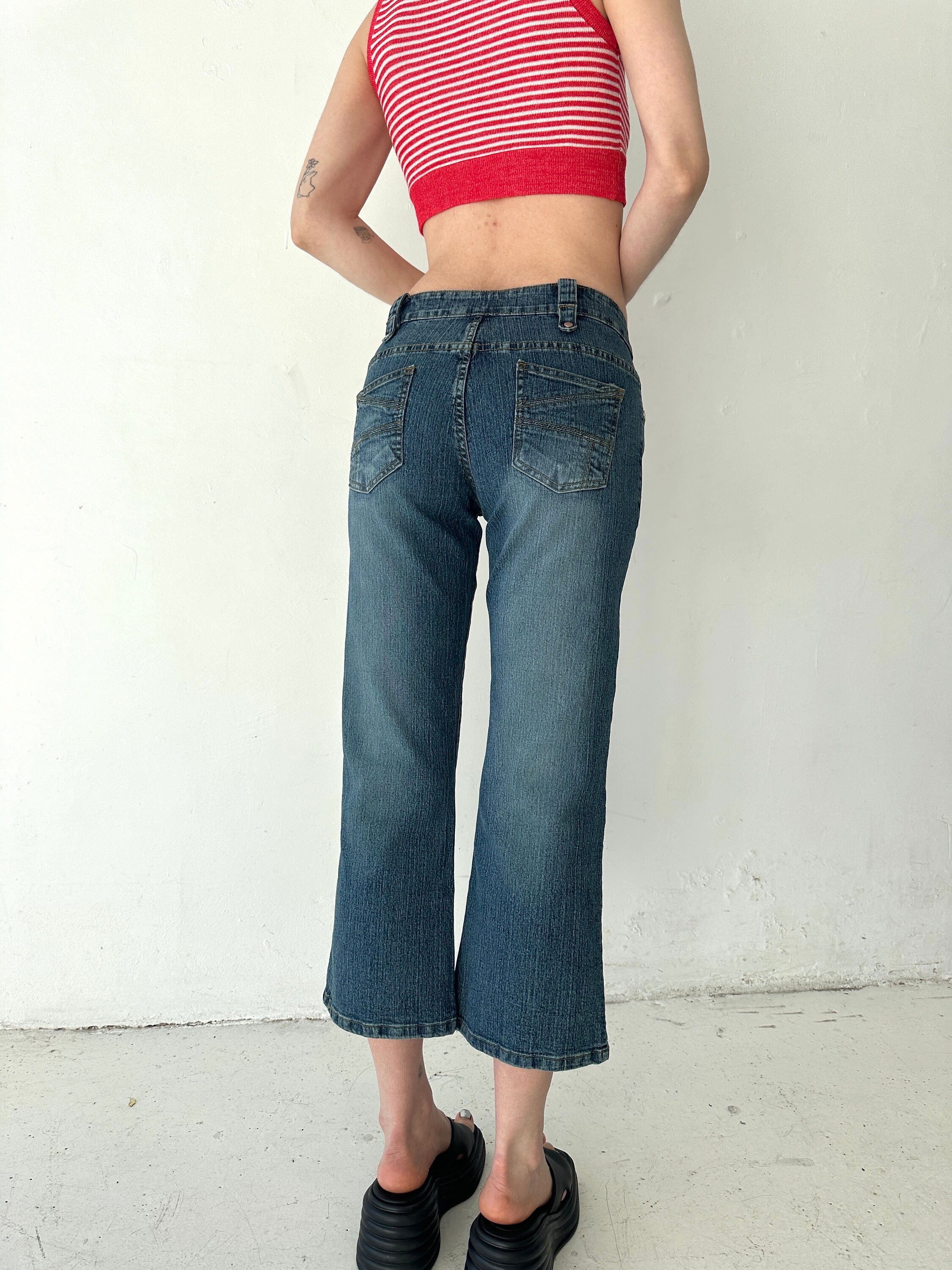 2000s Y2K Low Rise 3/4 Denim Capris - Etsy