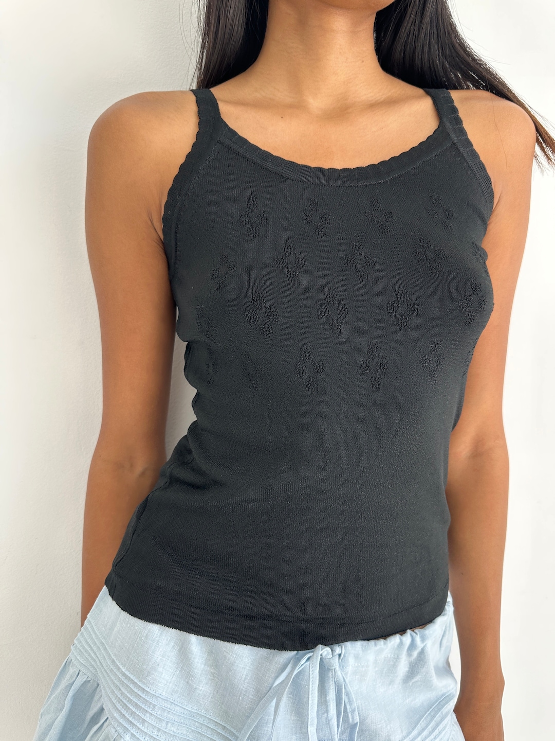 Y2K Vintage Deadlock Knitted Black Stretchy Tank Top - Etsy