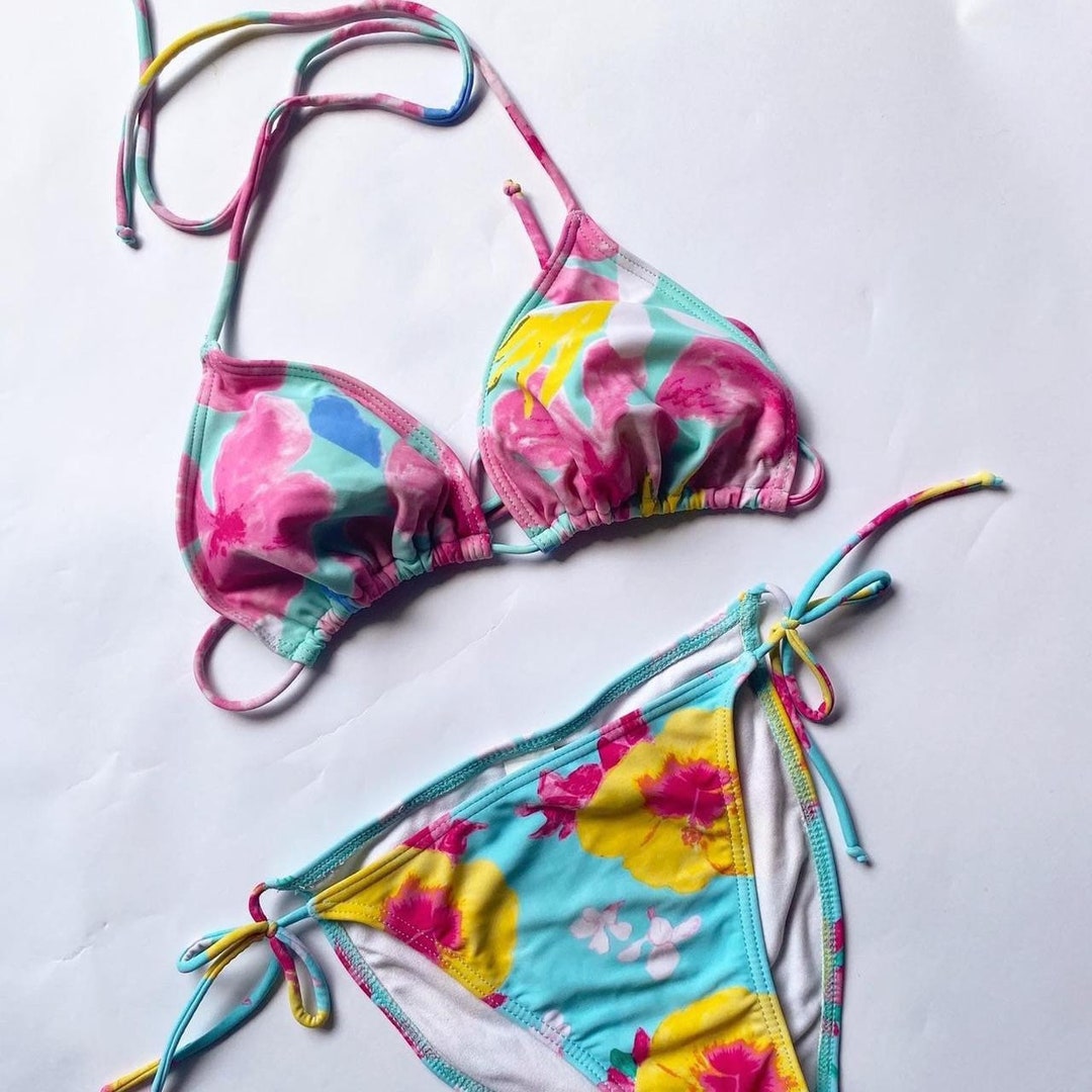 Y2K Water Colour Triangle Bikini Set - Etsy