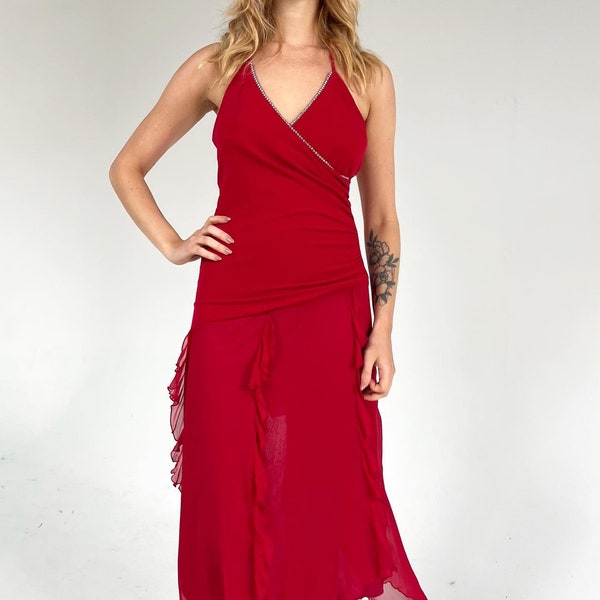 Cherry Red 90s Prom Dress - Etsy