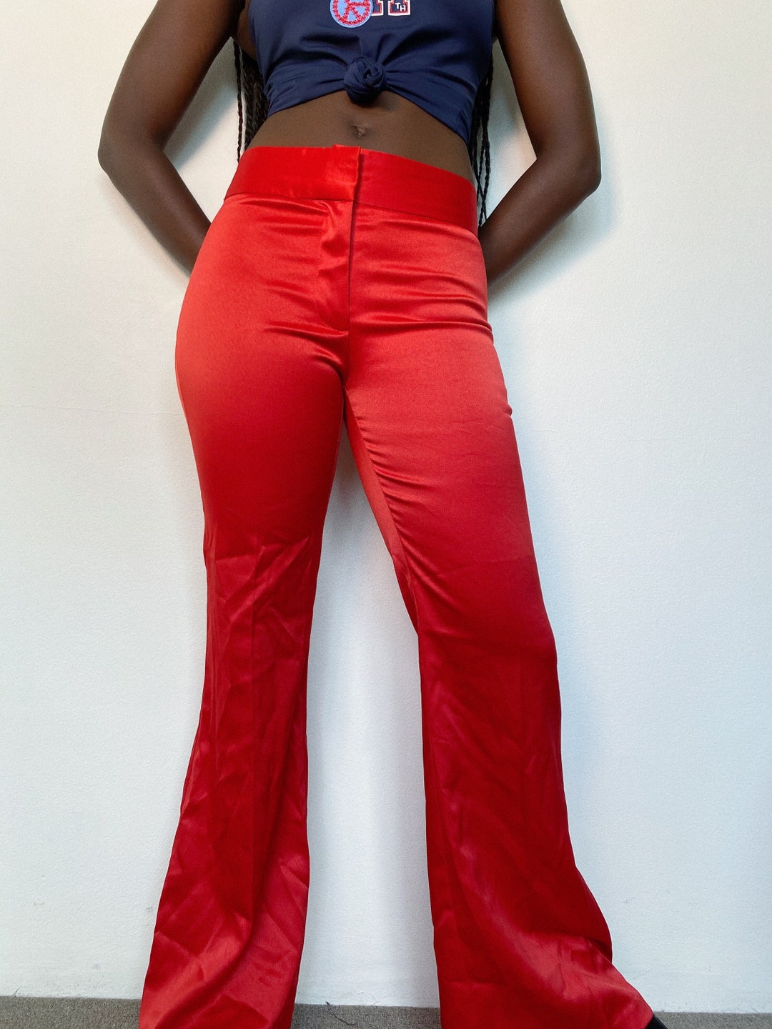 Deadstock Cherry Red Shiny Pants - Etsy