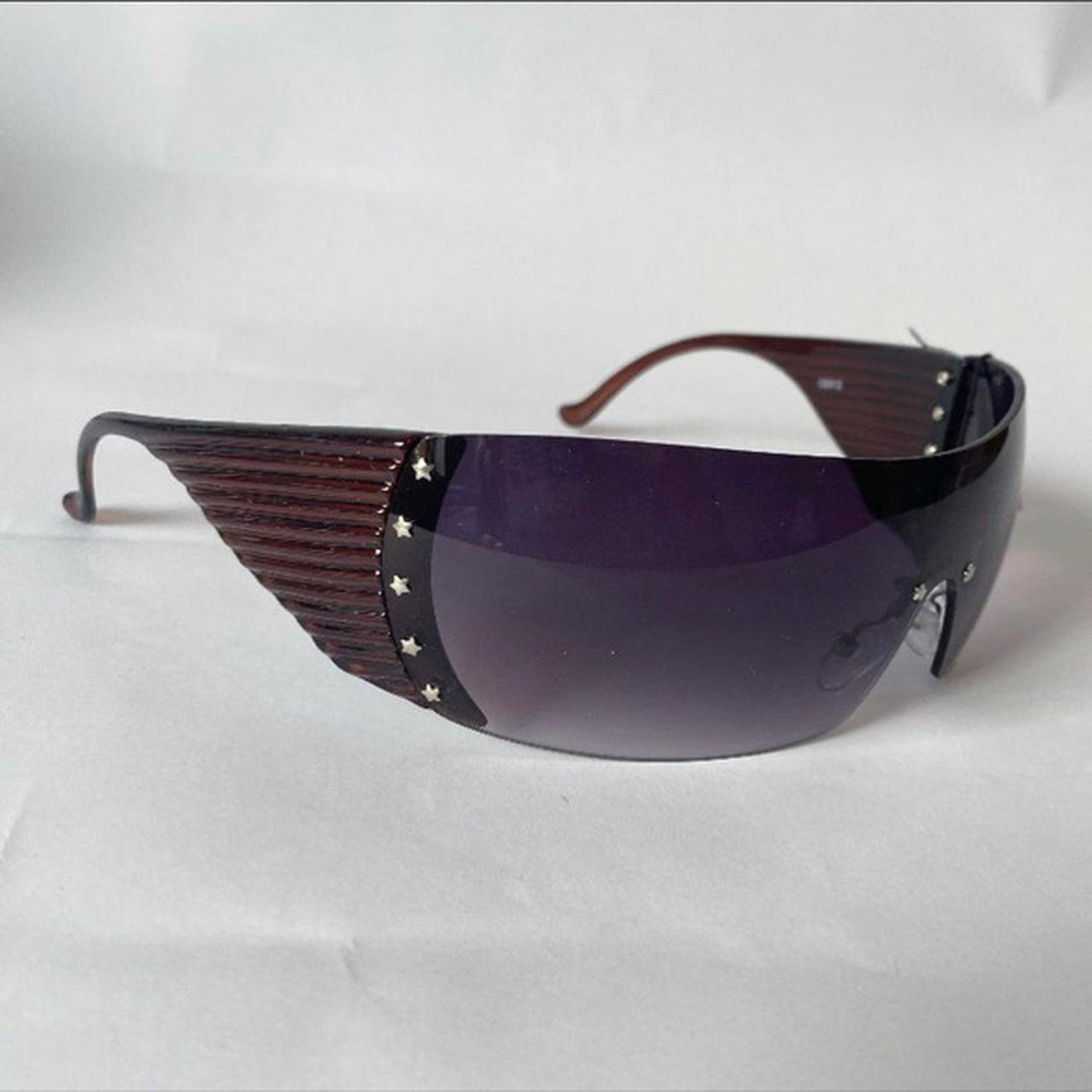 Y2K 2000s Deadstock Frameless Rave Sunglasses Wrap Around With Star ...