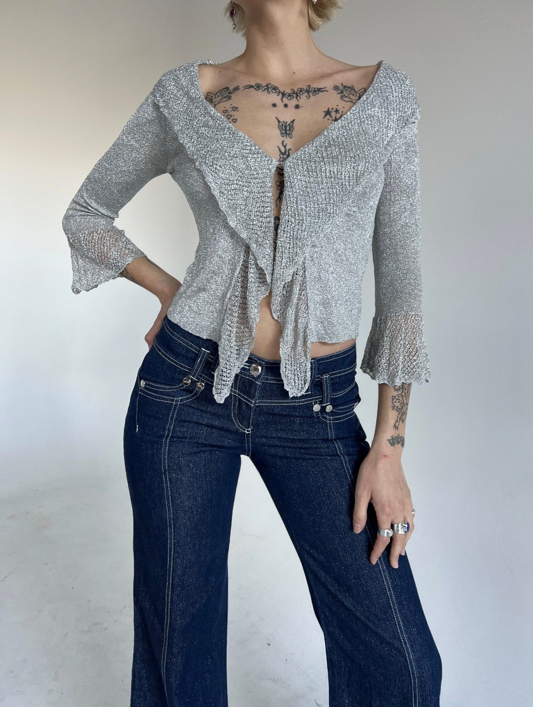 Silver Sparkly Fairy Core 90s Y2k Vintage Top - Etsy