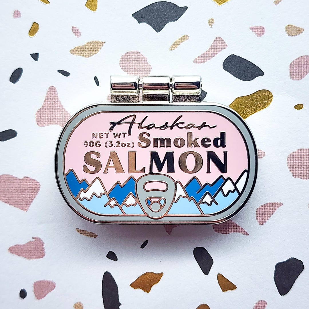 Smoked Salmon Tinned Fish Enamel Pin - Etsy