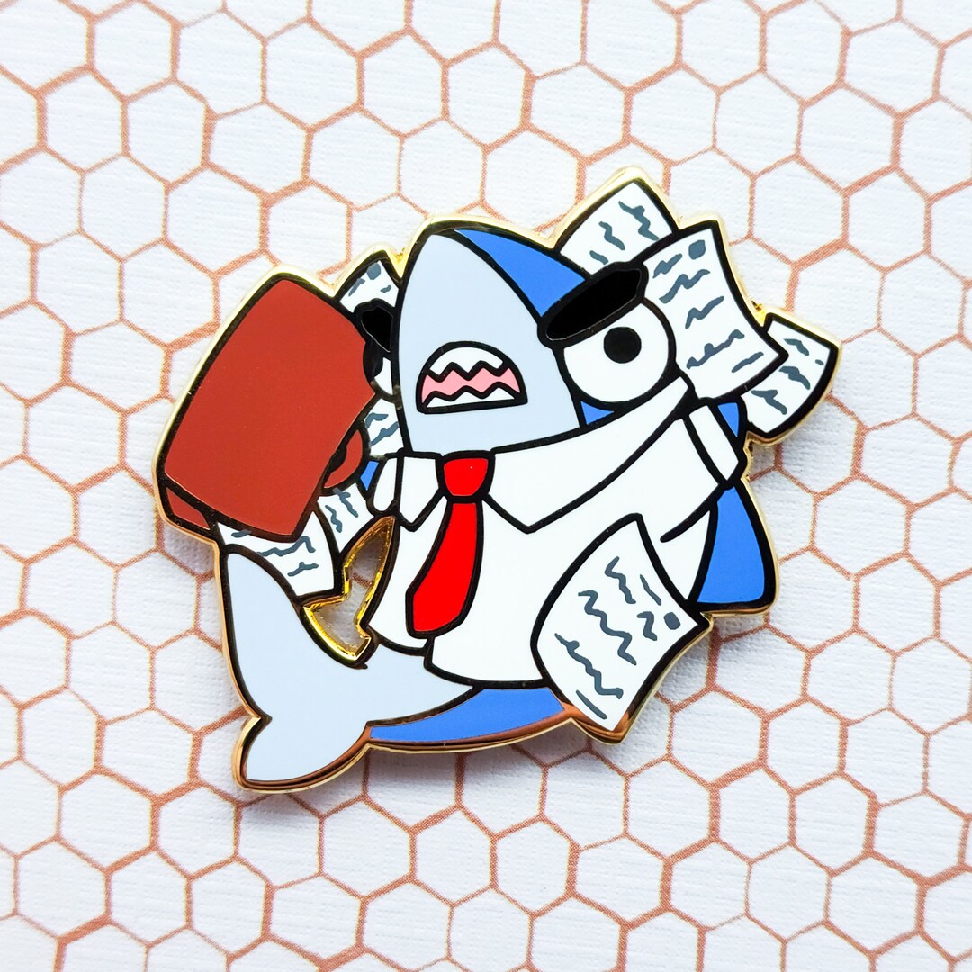 Business Great White Shark Enamel Pin, Gold Plated Lapel Pin - Etsy