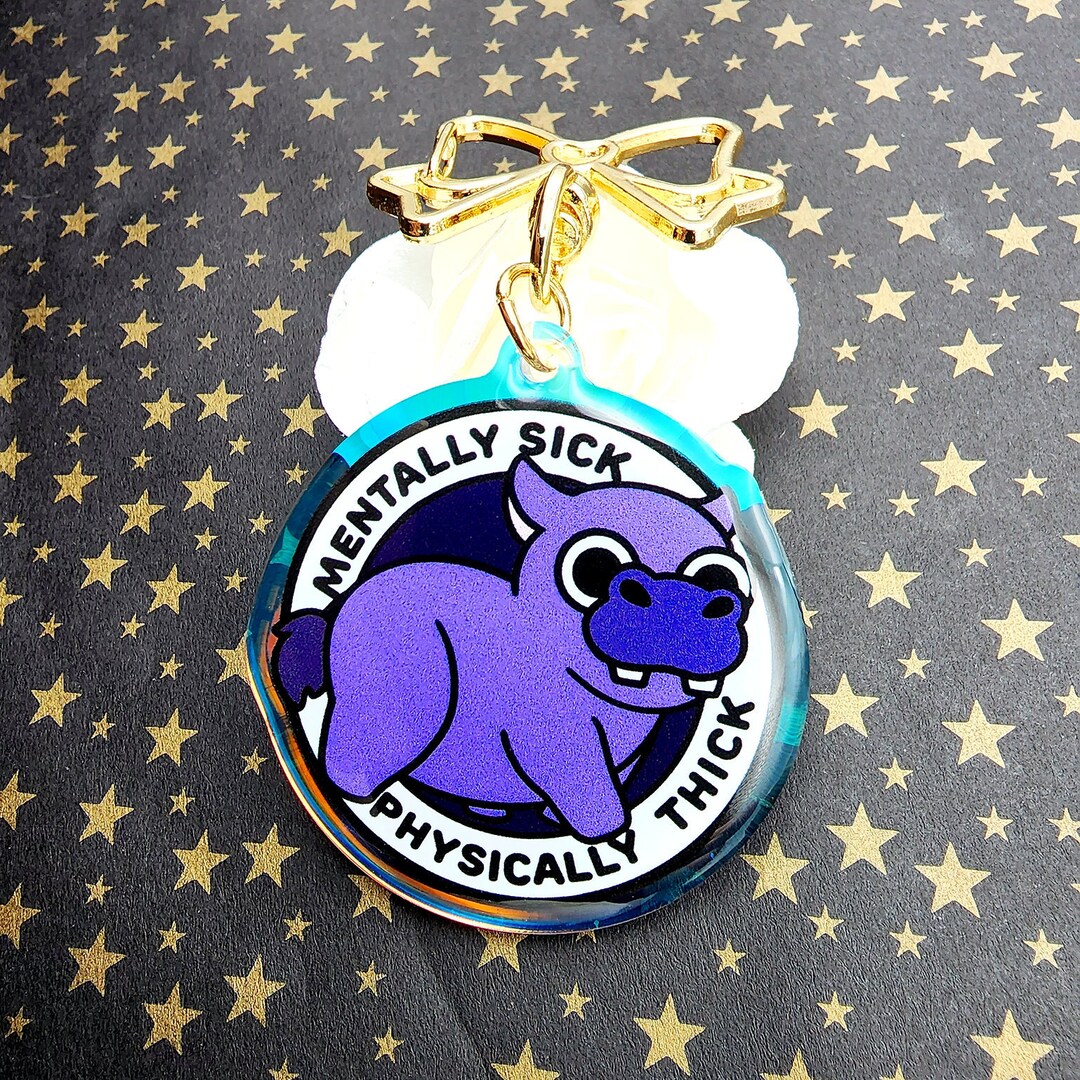 Thicc Hippo Acrylic Holographic Keychain - Etsy