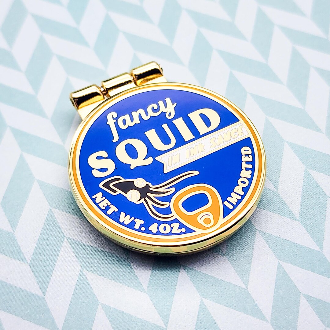 Squid Tinned Fish Enamel Pin - Etsy